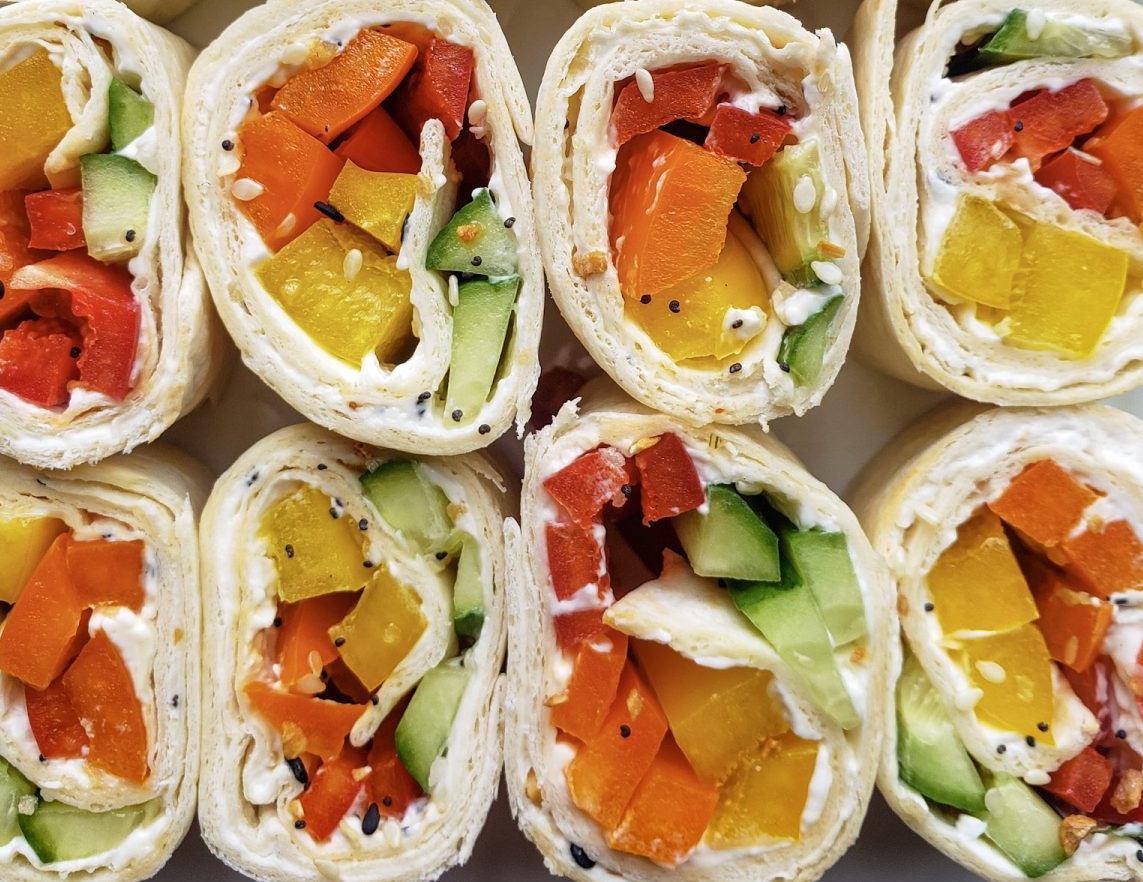EASY RAINBOW VEGGIE PINWHEELS RECIPE - Skinny Daily Recipes