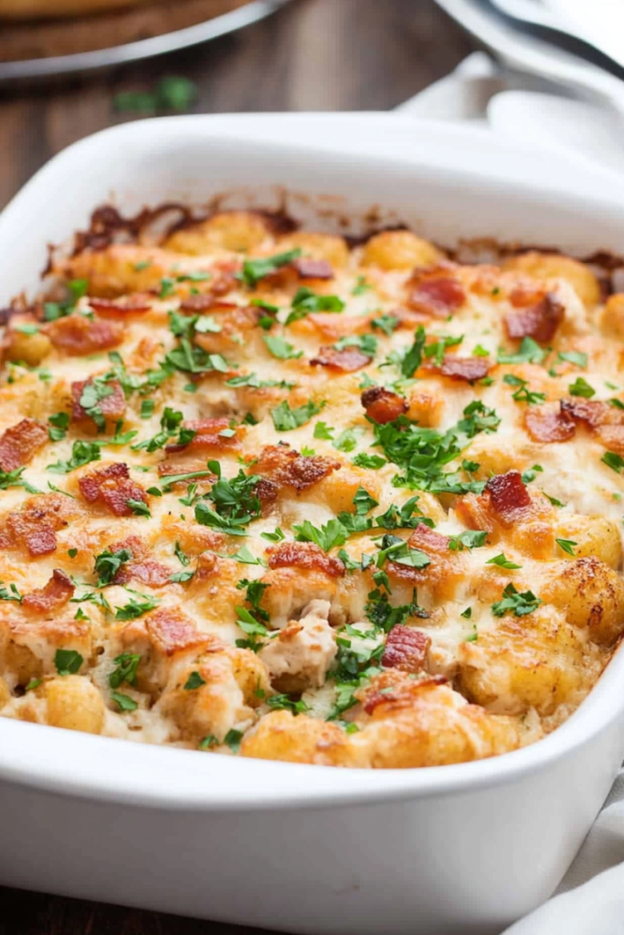CHICKEN BACON RANCH TATER TOT CASSEROLE - Skinny Daily Recipes