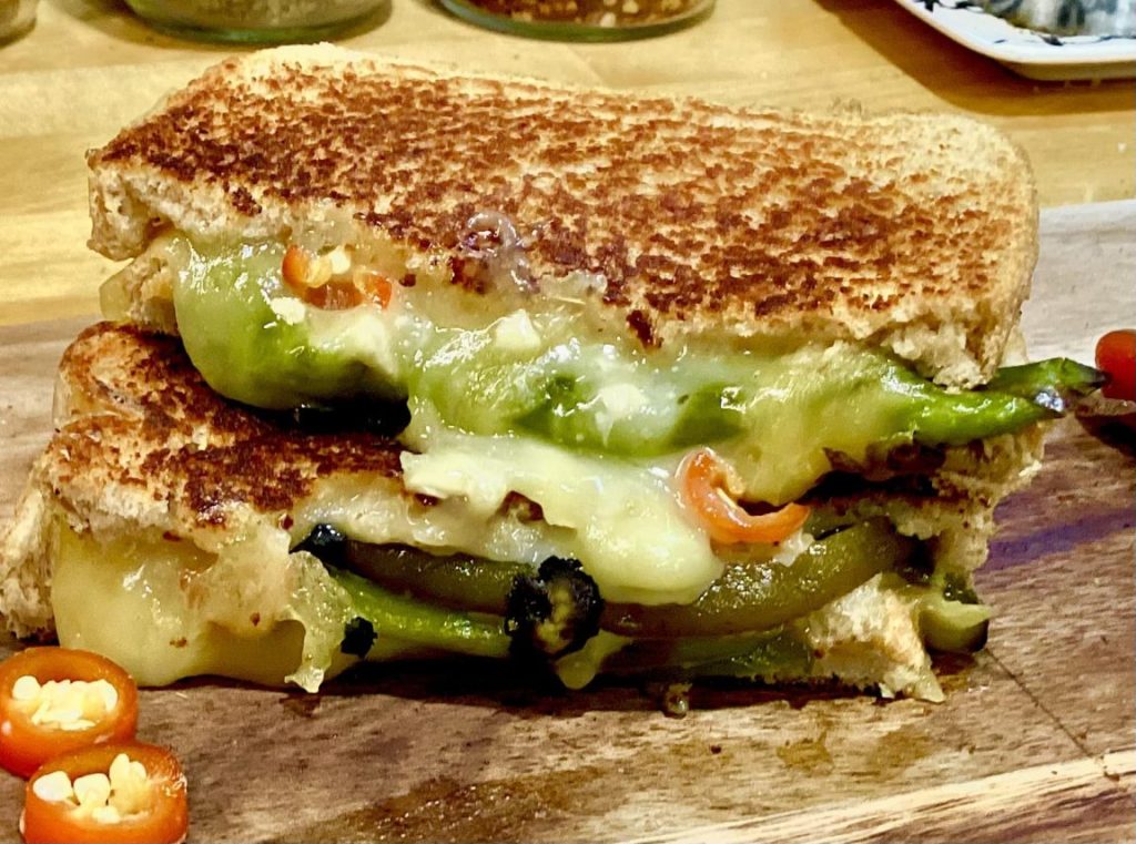 Hatch Chile Relleno Grilled Cheese - Skinny Daily Recipes