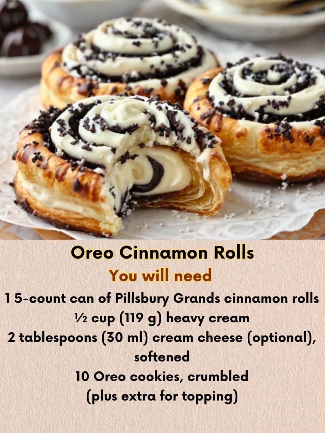 Oreo-Stuffed Cinnamon Rolls - Skinny Daily Recipes
