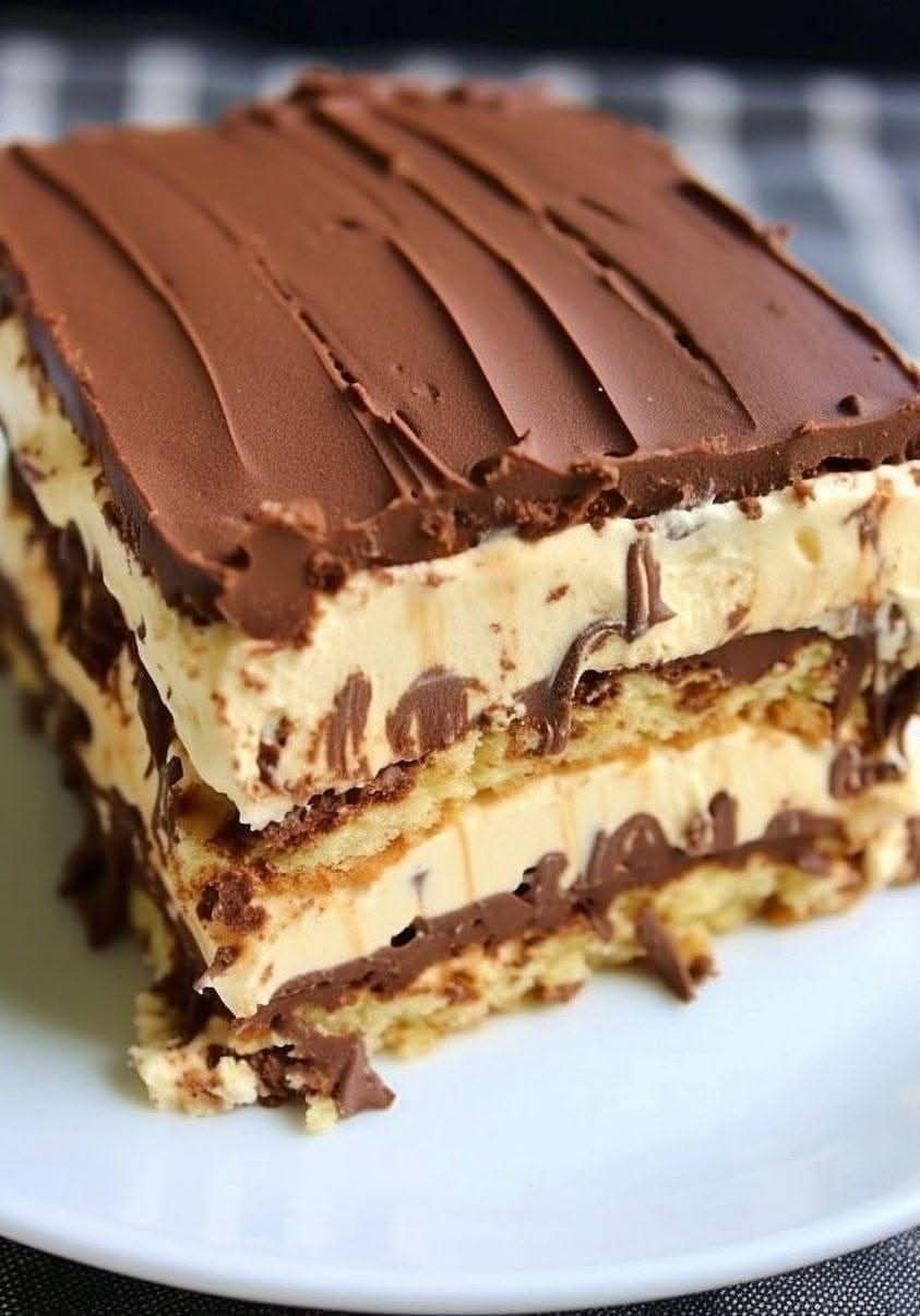No-Bake Peanut Butter Eclair Cake - Skinny Daily Recipes