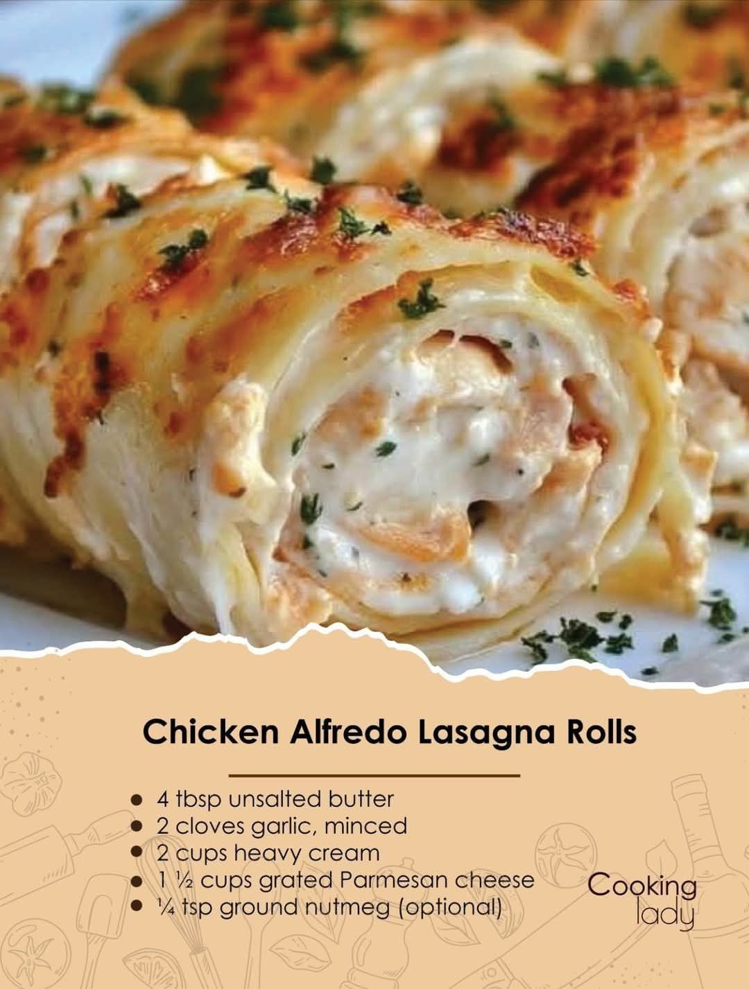 Chicken Alfredo Lasagna Rolls Recipe - Skinny Daily Recipes
