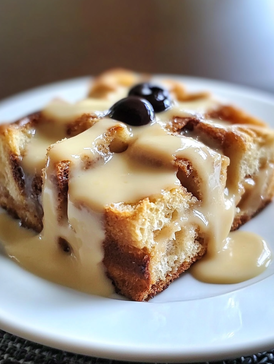 Grandma’s Old Fashioned Bread Pudding with Vanilla Sauce - Skinny Daily ...