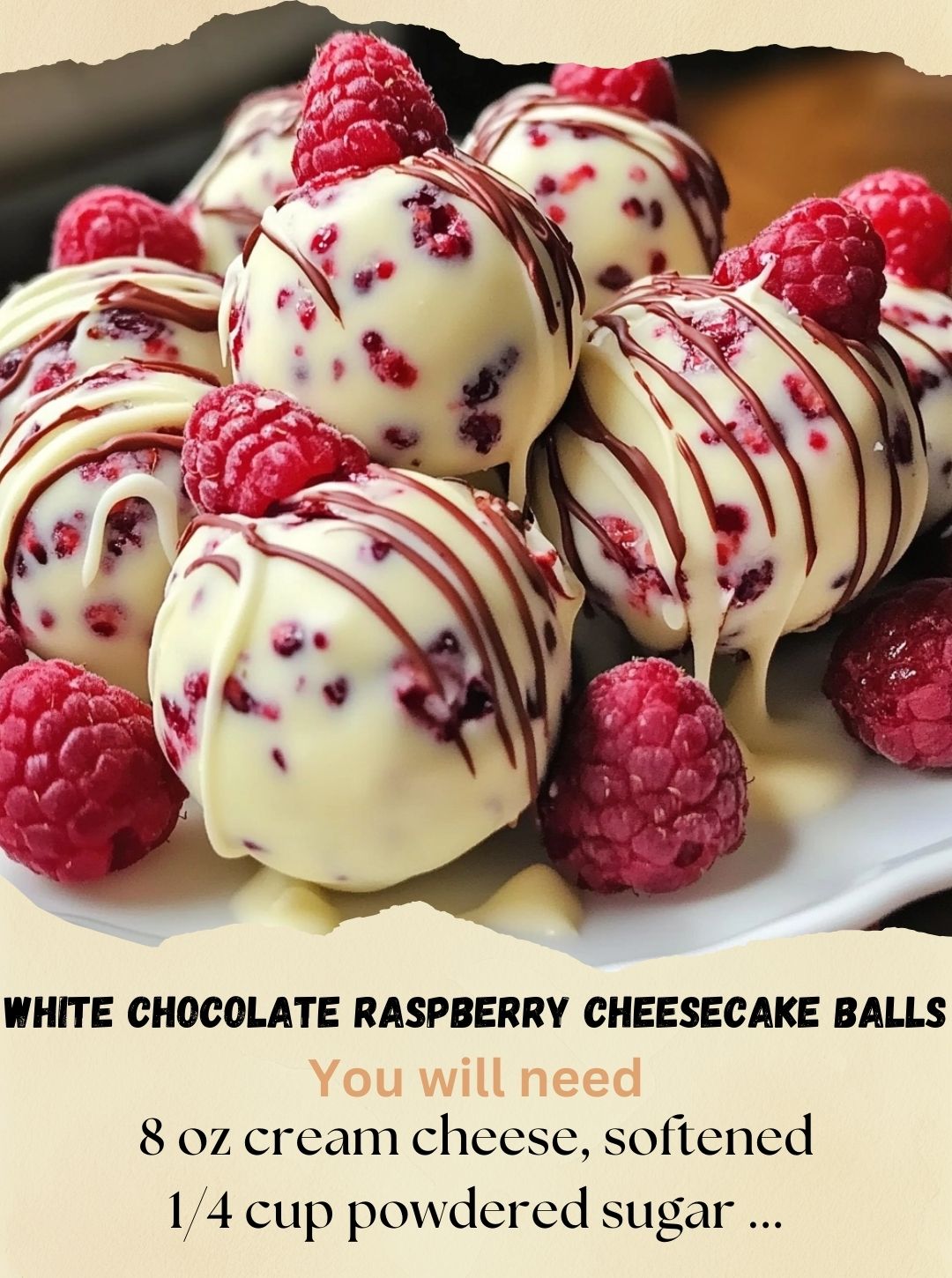 White Chocolate Raspberry Cheesecake Balls - Skinny Daily Recipes