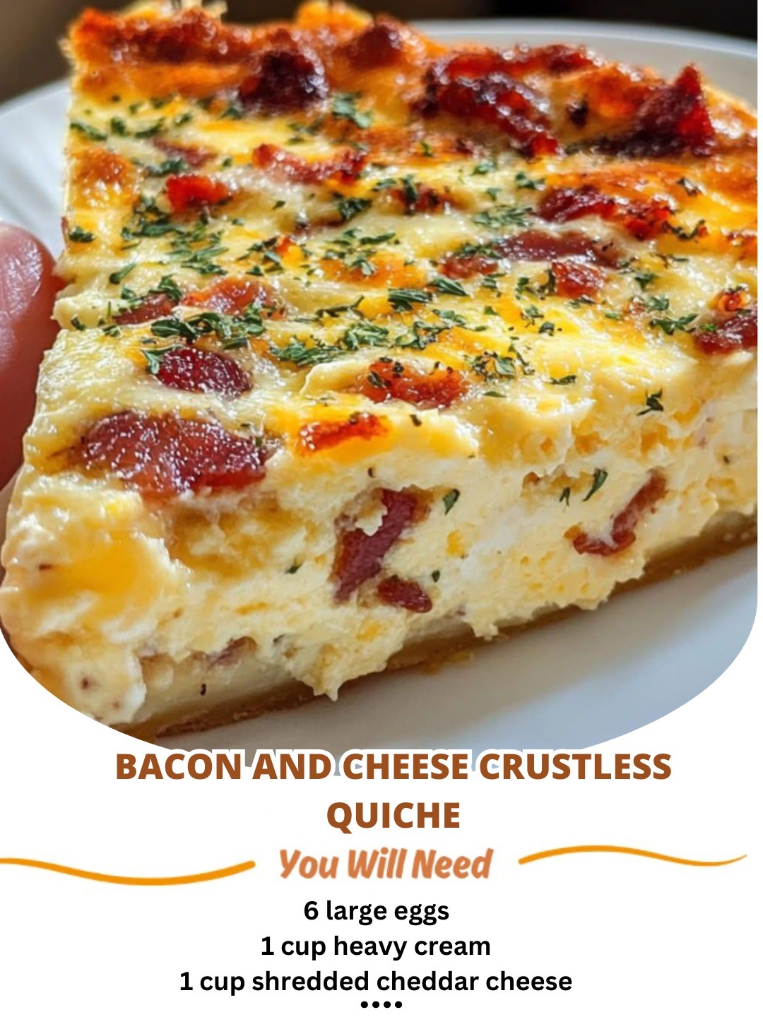 Bacon and Cheese Crustless Quiche - Skinny Daily Recipes