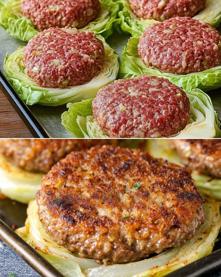 Baked Cabbage Nest Burgers - Skinny Daily Recipes
