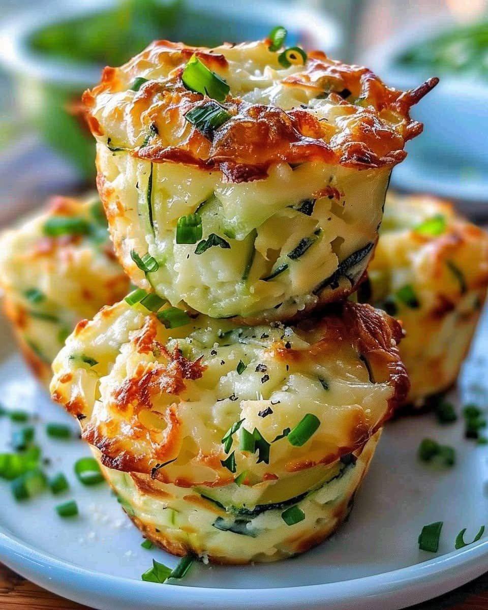 Crispy Parmesan Zucchini Potato Muffins - Skinny Daily Recipes
