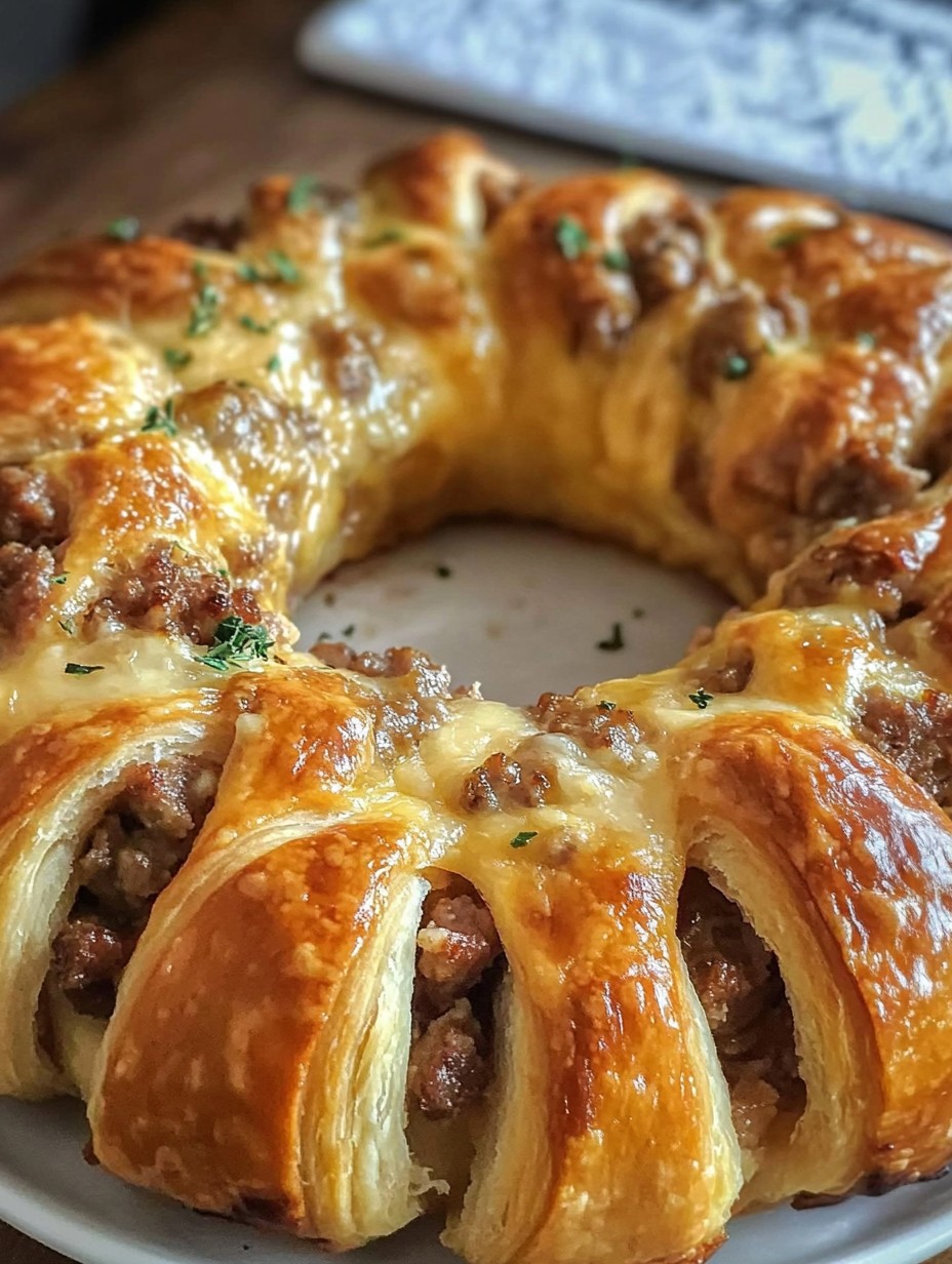 Sausage and Cheese Crescent Ring - Skinny Daily Recipes