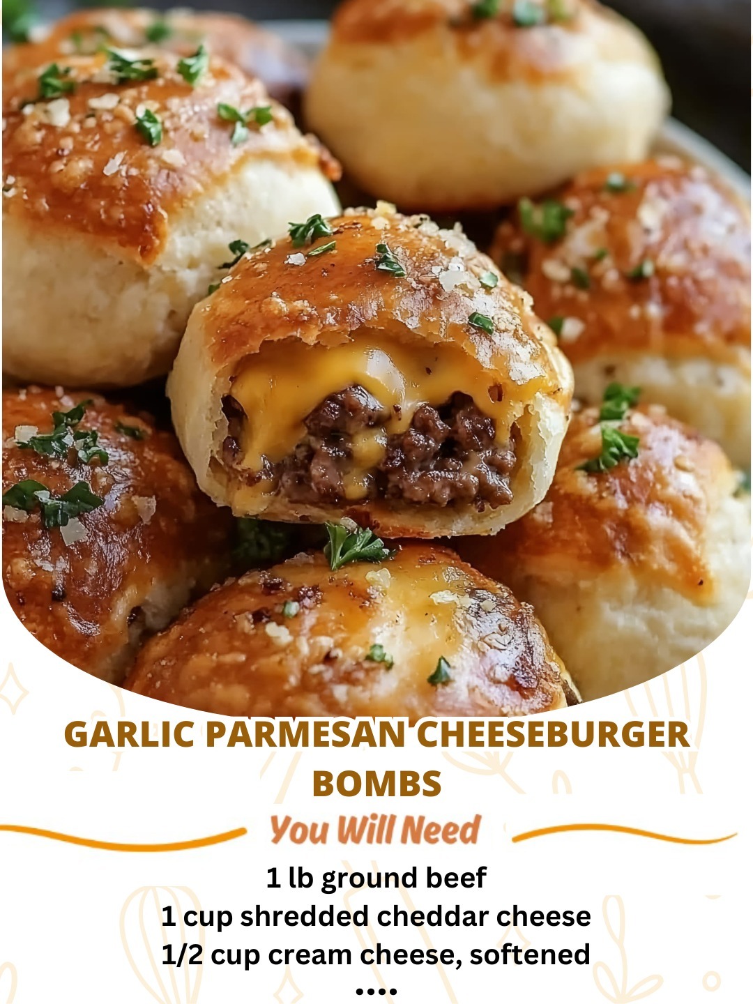 Garlic Parmesan Cheeseburger Bombs!!! - Skinny Daily Recipes