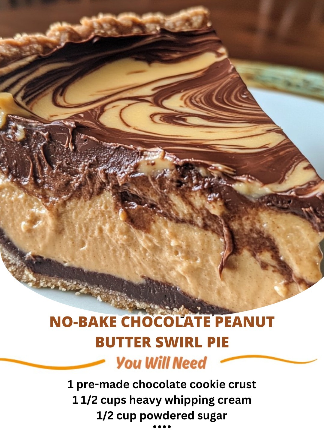 No-Bake Chocolate Peanut Butter Swirl Pie - Skinny Daily Recipes