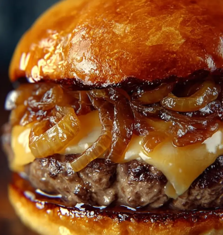 French Onion Soup Burgers - Skinny Daily Recipes