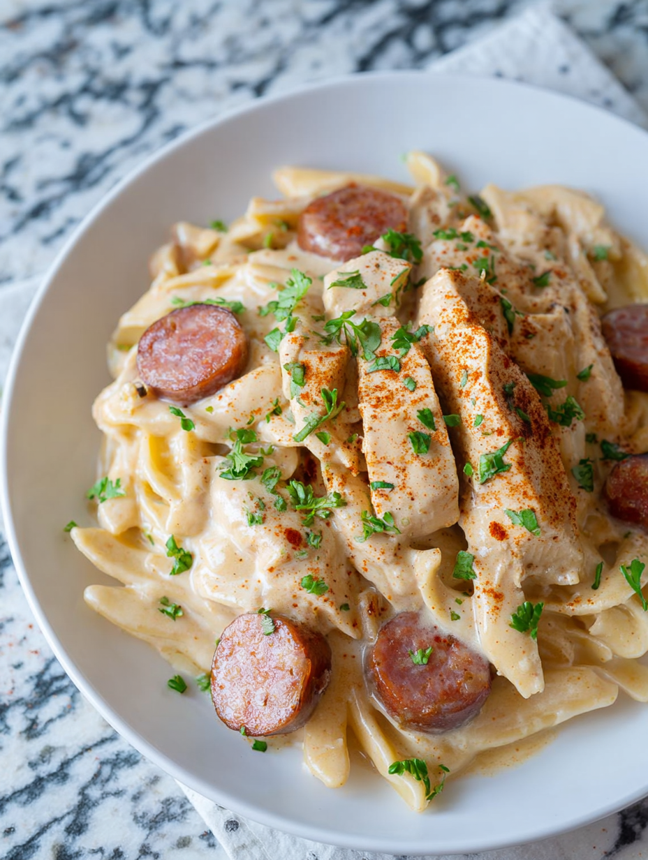 Slow Cooker Cajun Chicken Alfredo - Skinny Daily Recipes