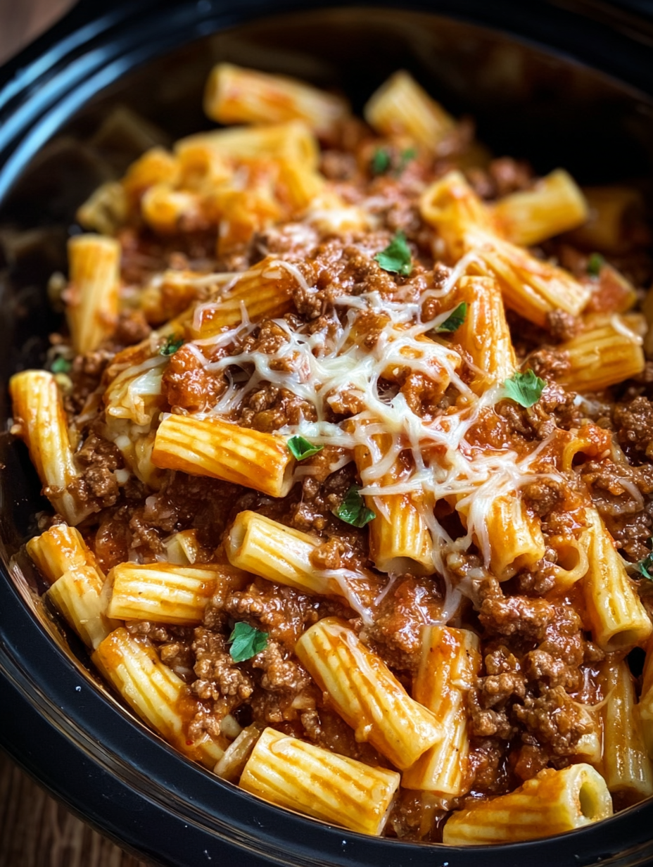 Slow Cooker 5-Ingredient Beef and Cheese Pasta - Skinny Daily Recipes